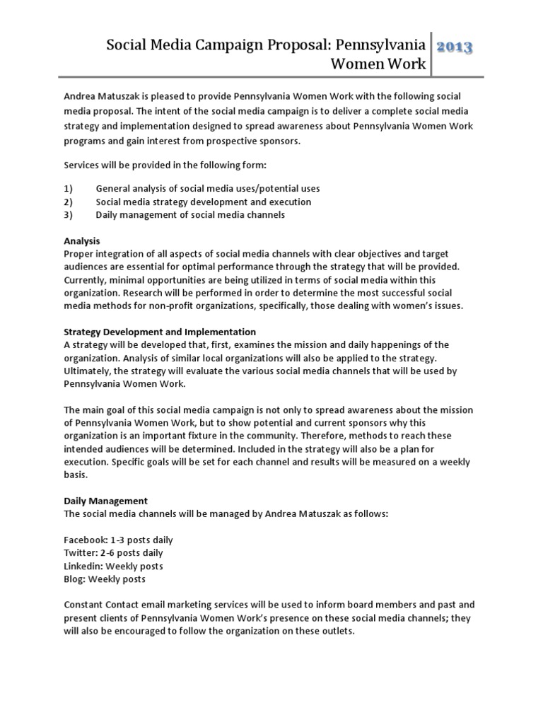 Social Media Campaign Proposal | PDF