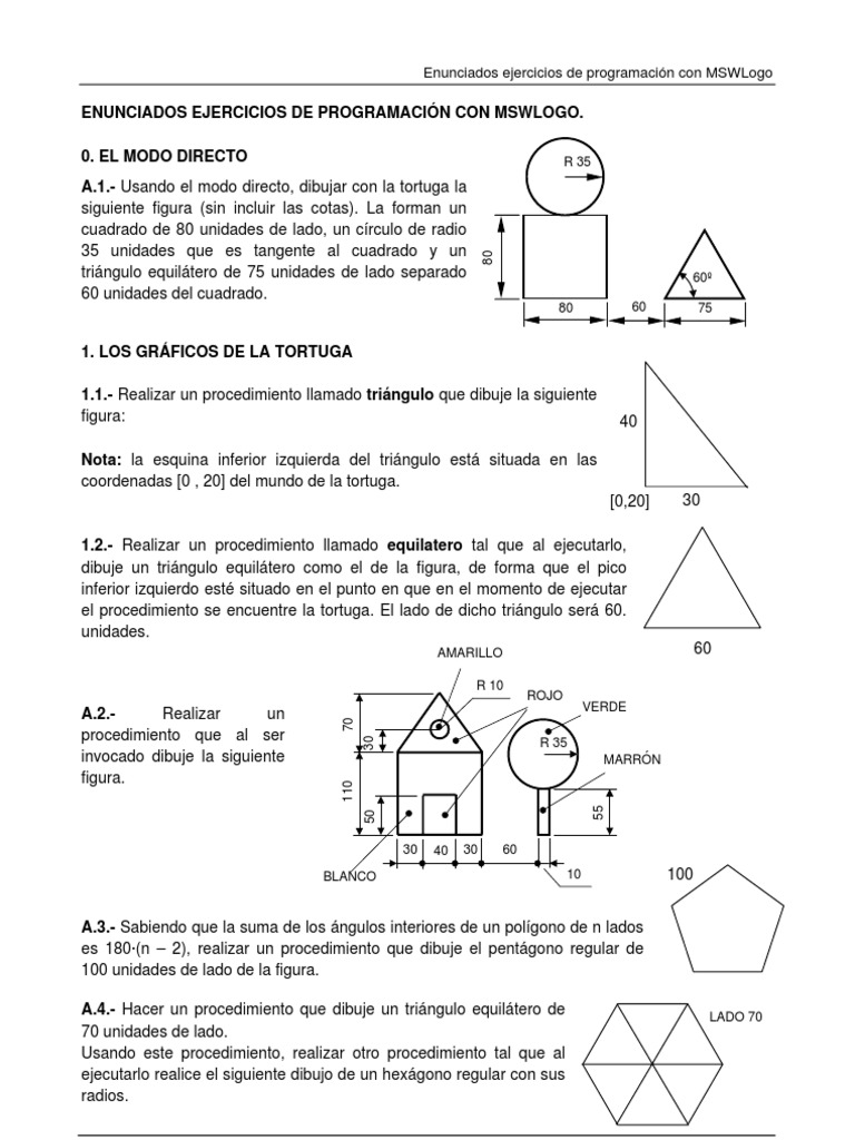 Enunciados Actividades de Programaci N Con Mswlogo 0809 | PDF | Triángulo | Ecuaciones