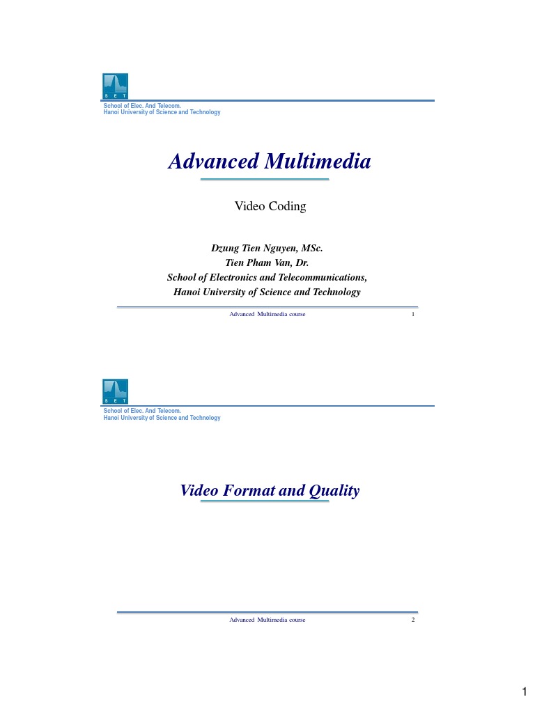 Advanced Multimedia: Video Format and Quality | PDF | Data Compression | H.264/Mpeg 4 Avc