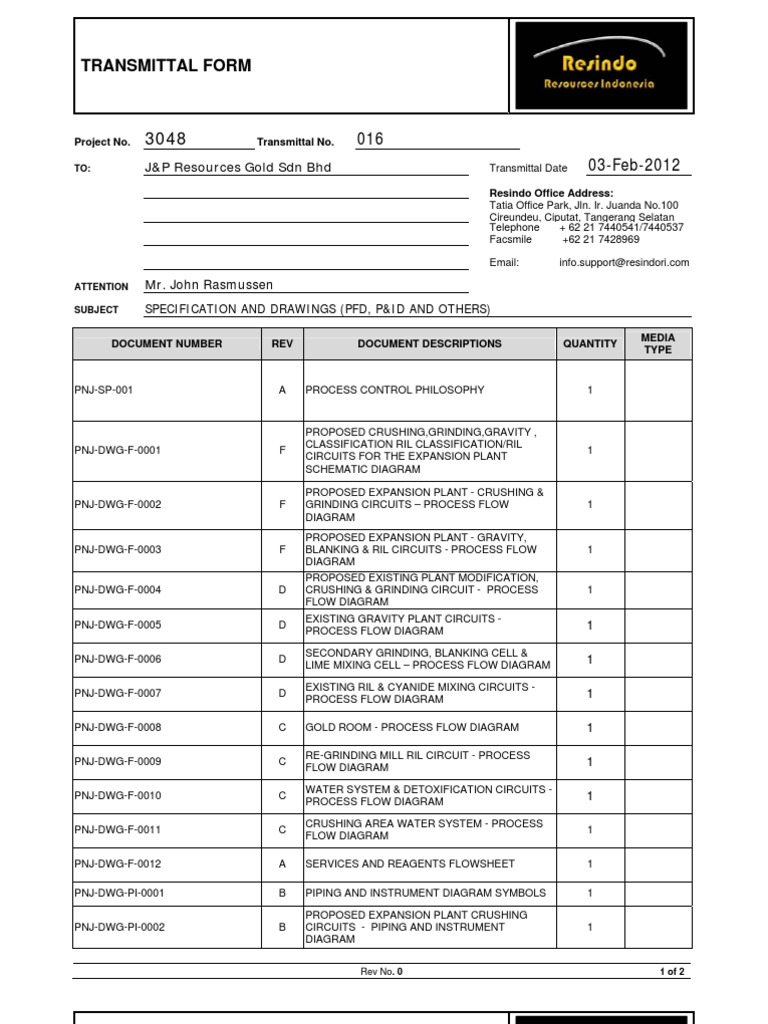 Transmittal Form: J&P Resources Gold SDN BHD | PDF | Technology ...