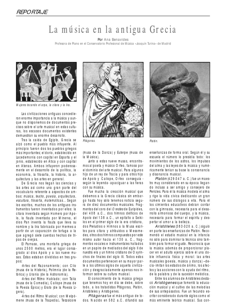 La Música en La Antigua Grecia, Por Ana Benavides | PDF | Escala ...