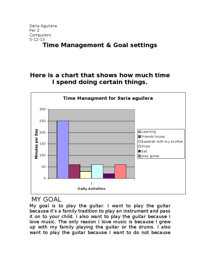 Time Management & Goal Settings | PDF | Leisure | Entertainment (General)