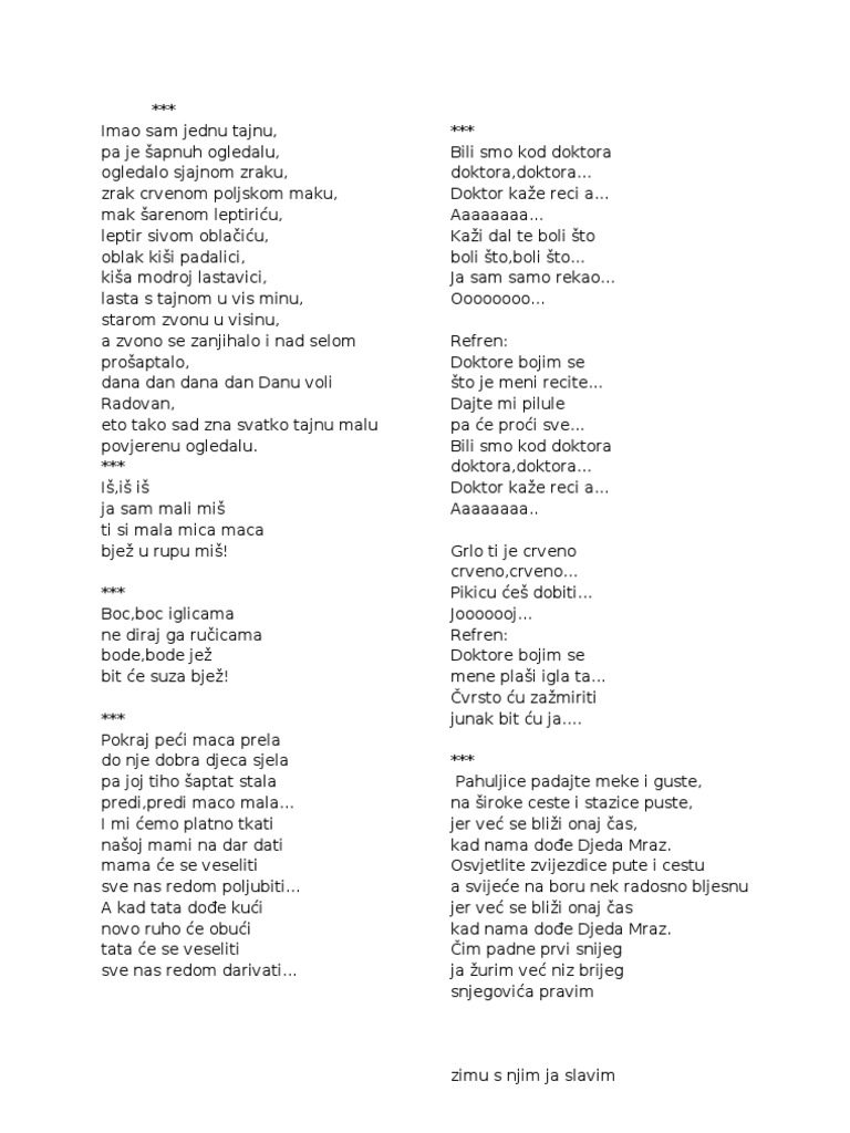 Pjesmice, Brojalice | PDF