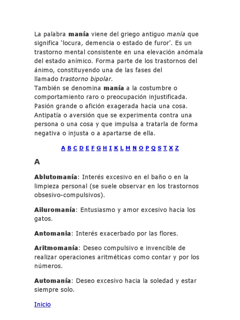 Las Manias | PDF | Manía | Psicología clínica