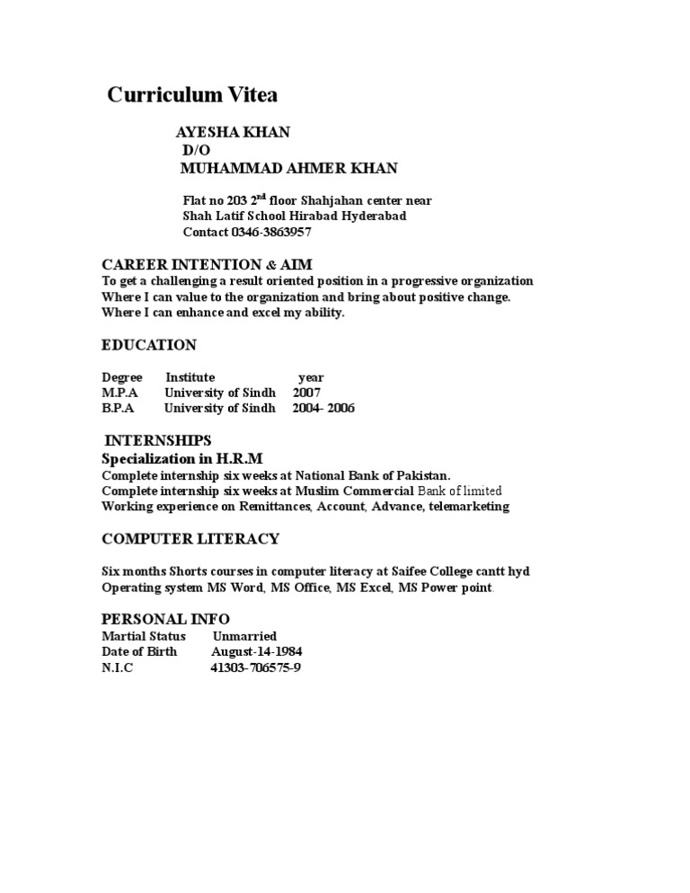 Curriculum Vitea | PDF