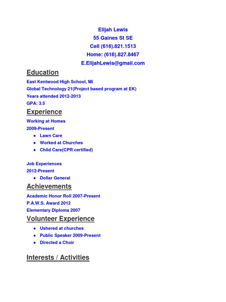 Elijah Lewis - Resume Overview | PDF | Language Arts & Discipline ...