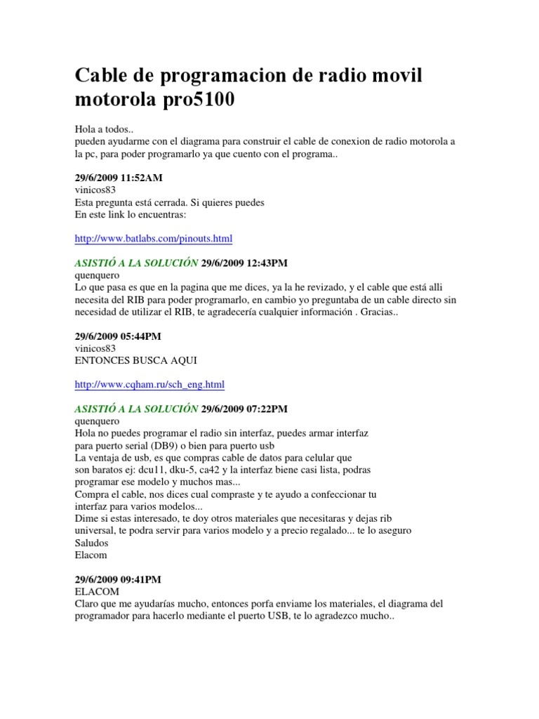 Diagrama para Cable de Programación Motorola | PDF | USB | Radio