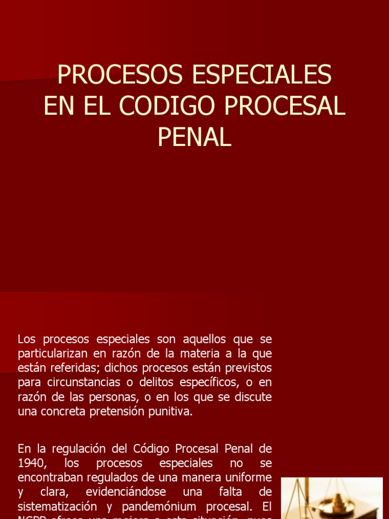Procesos Especiales en El NCPP | PDF | Derecho penal | Ley procesal