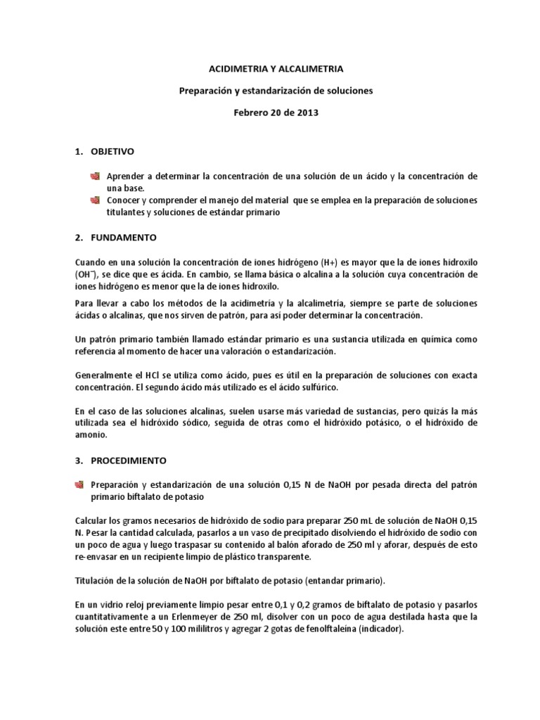 Acidimetria y Alcalimetria | PDF | Valoración | Química