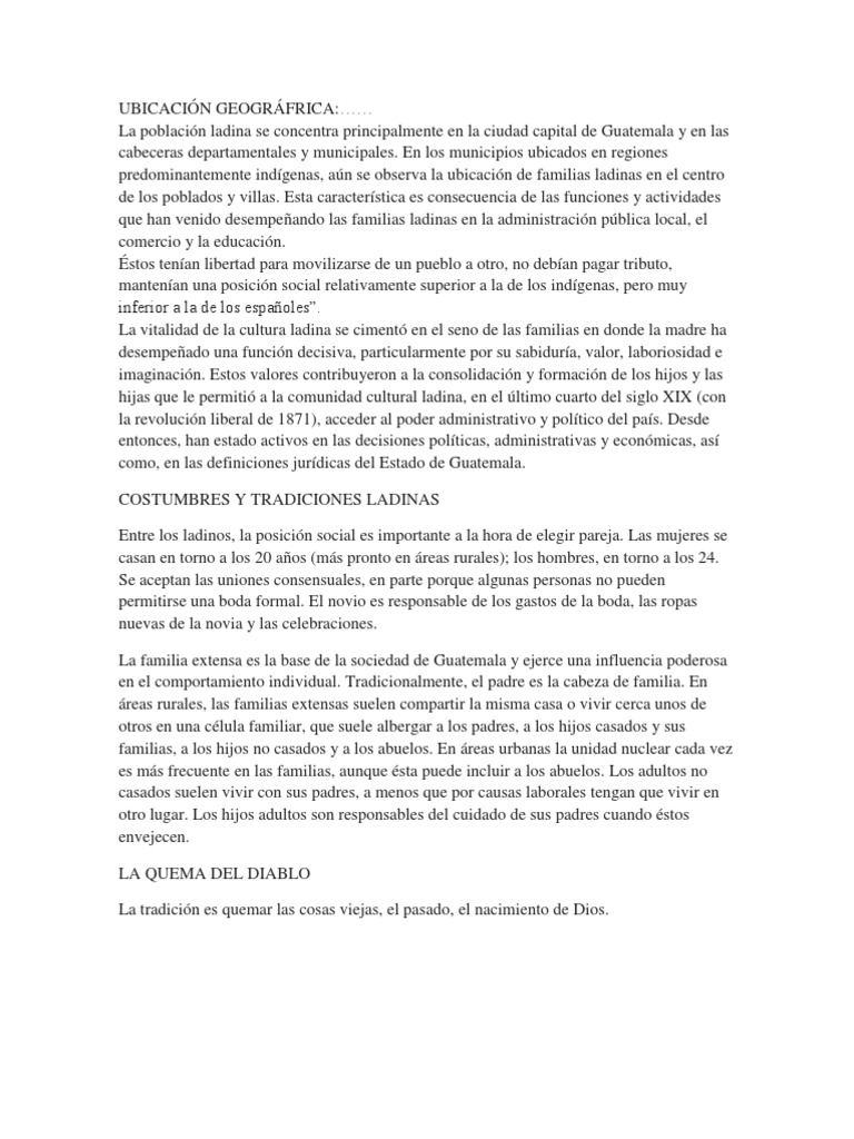 Ubicación del Pueblo Ladino en Guatemala | PDF | Guatemala | Personas