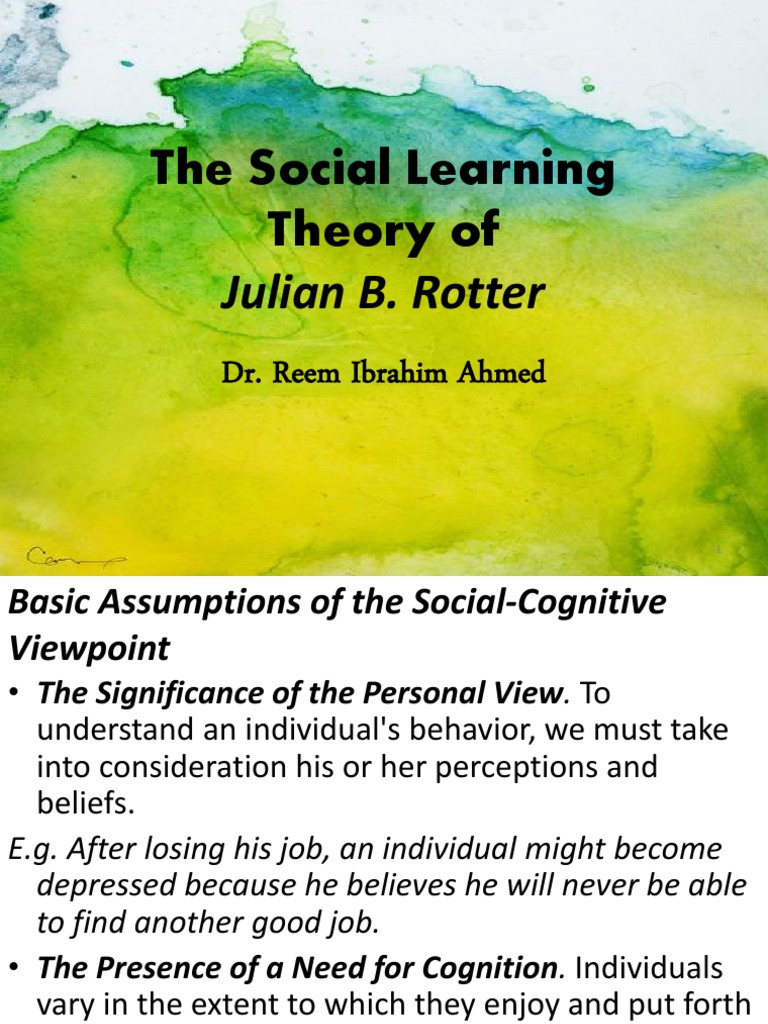 The Social Learning Theory of Rotter | PDF | Reinforcement | Psychotherapy