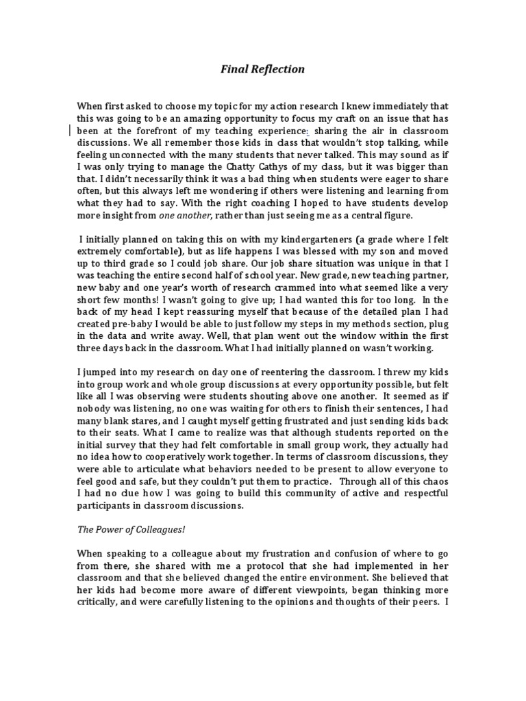 Final Reflection | PDF | Cognition | Learning