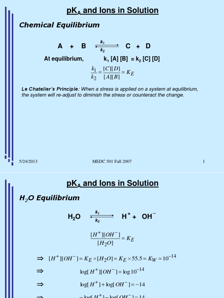 PK and Ions in Solution: Chemical Equilibrium | PDF | Amino Acid | Acid ...