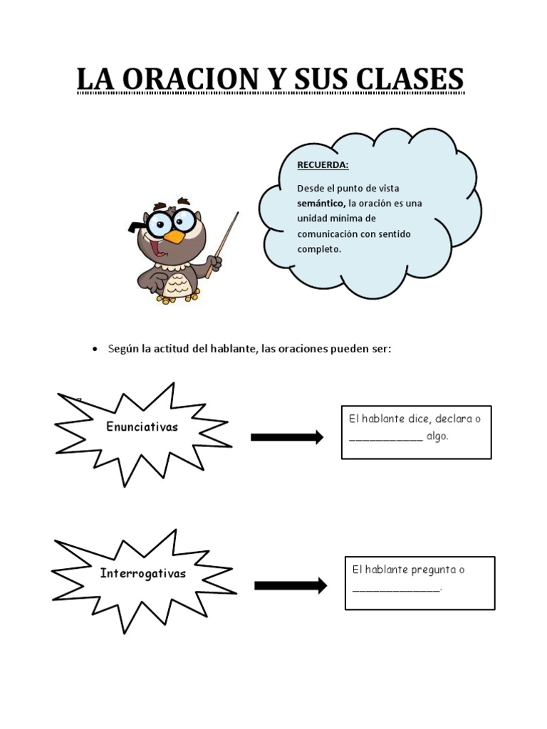 La Oracion y Sus Clases Ficha de Trabajo | PDF