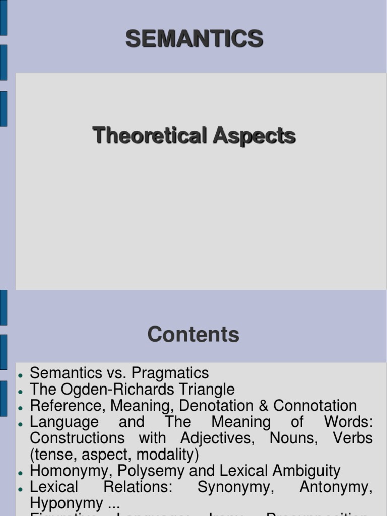 SEMANTICS (Theory) - Forma Finala | PDF | Semantics | Verb