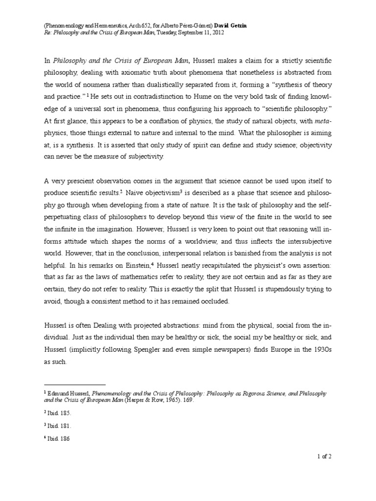 Getzin, David | PDF | Edmund Husserl | Phenomenology (Philosophy)