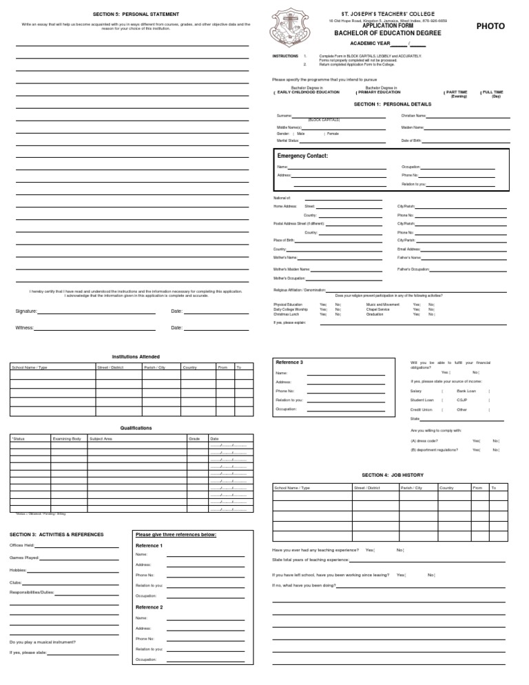 St. Joseph's Teachers College Application Guide | PDF | College ...