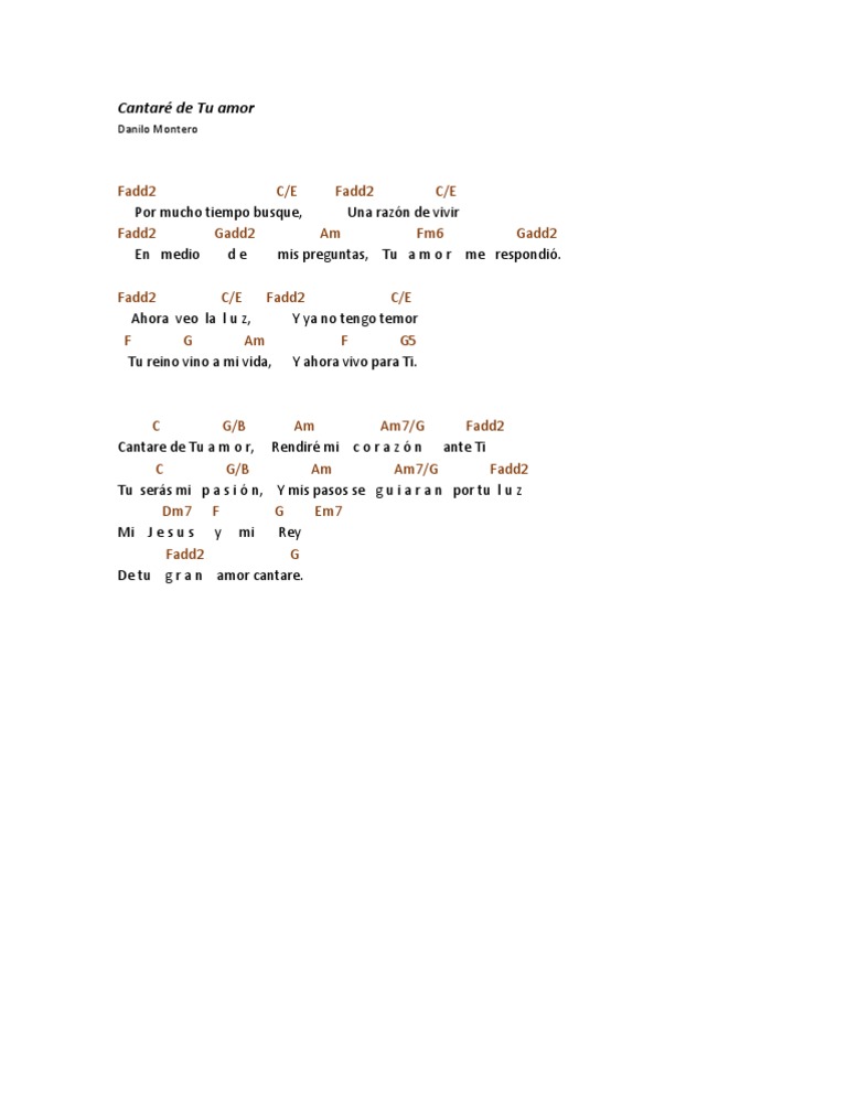 Acordes (DM), Cantaré de Tu Amor | PDF