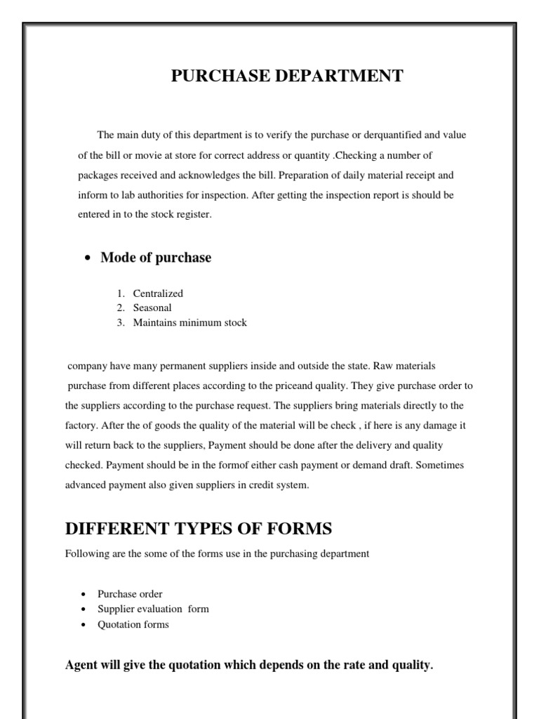 Purchase Department | PDF | Supply Chain | Reputation