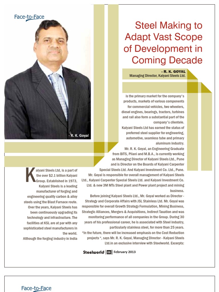 RK Goyal Kalyani Steel | PDF | Steelmaking | Iron Ore