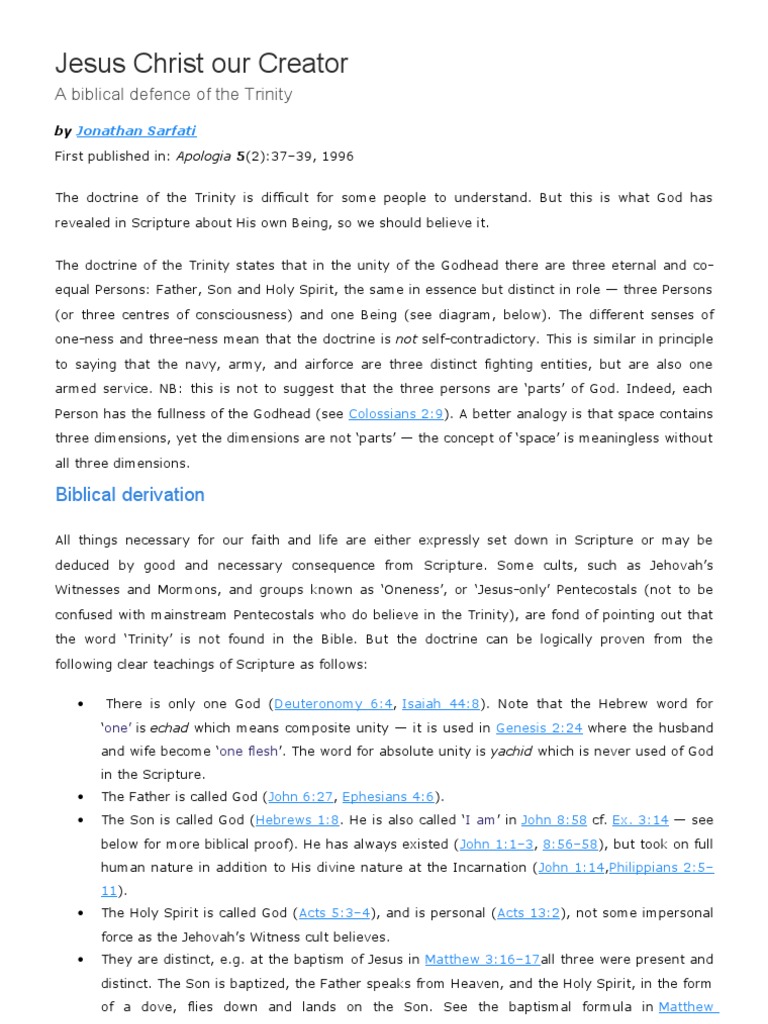 Jesus Christ Our Creator | PDF | God The Father | Oneness Pentecostalism