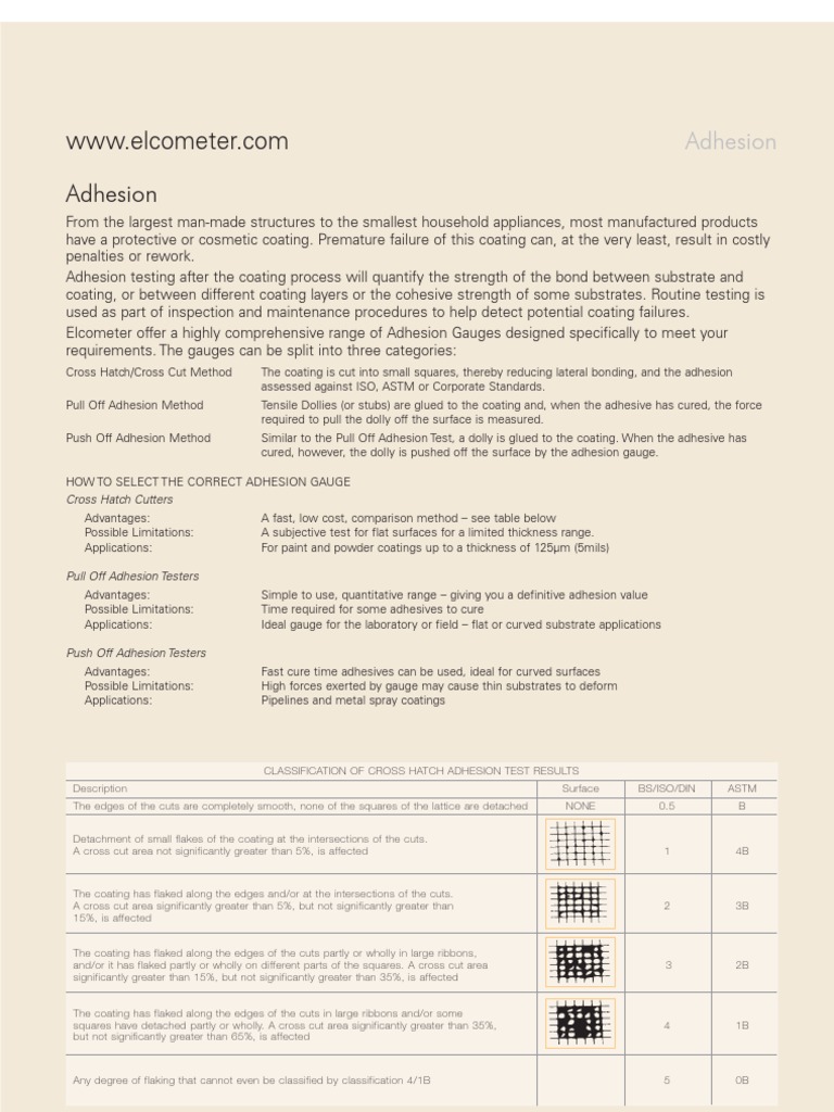 Elcometer Adhesion Tester Brochure PDF | PDF | Calibration | Adhesive