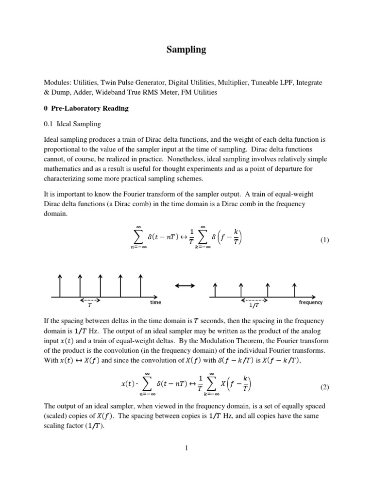 Approximating Ideal Sampling: Demonstrating Natural Sampling Through Multiplication of an Analog ...