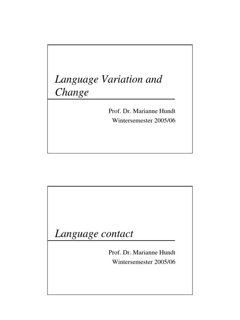 Language Variation and Change Overview | PDF | Sociolinguistics ...