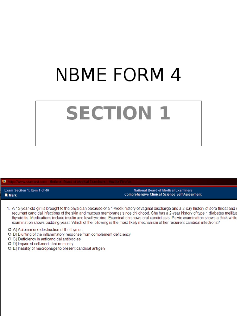 Nbme Form 4: Section 1 | PDF