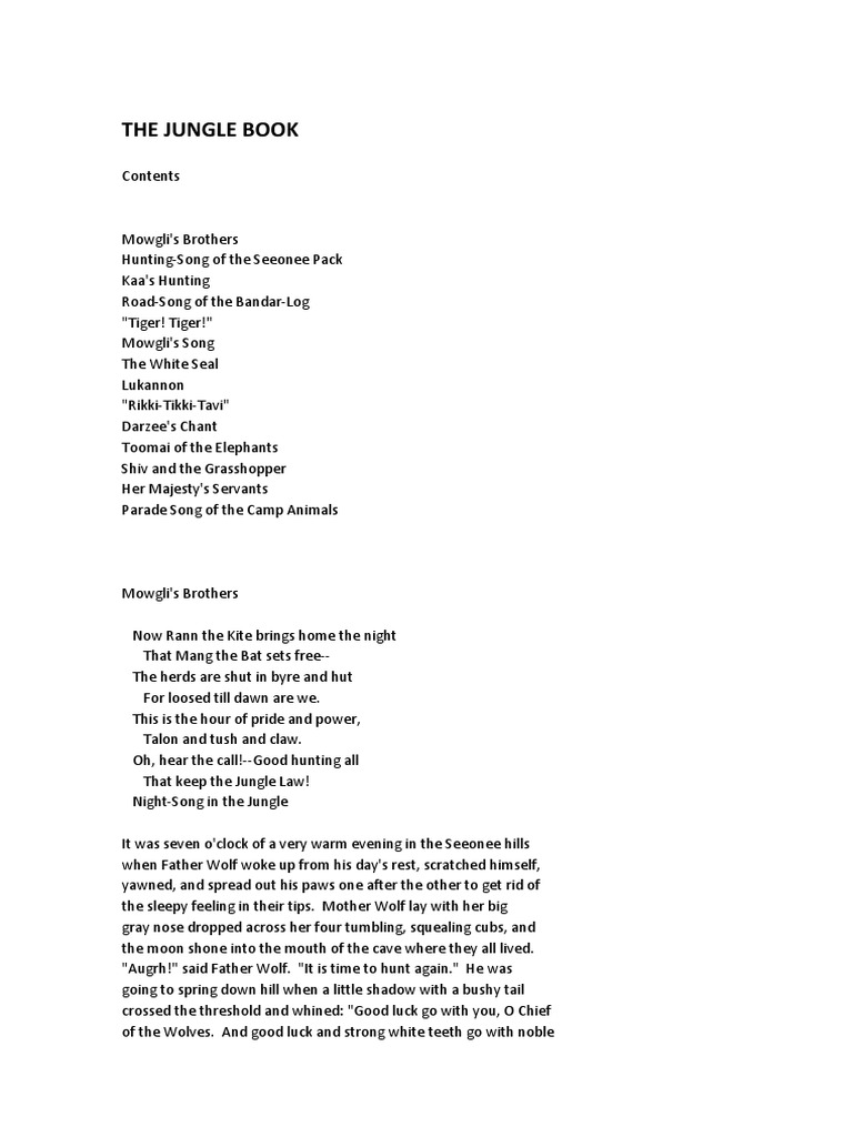 The Jungle Book PDF | PDF | Bagheera | Baloo