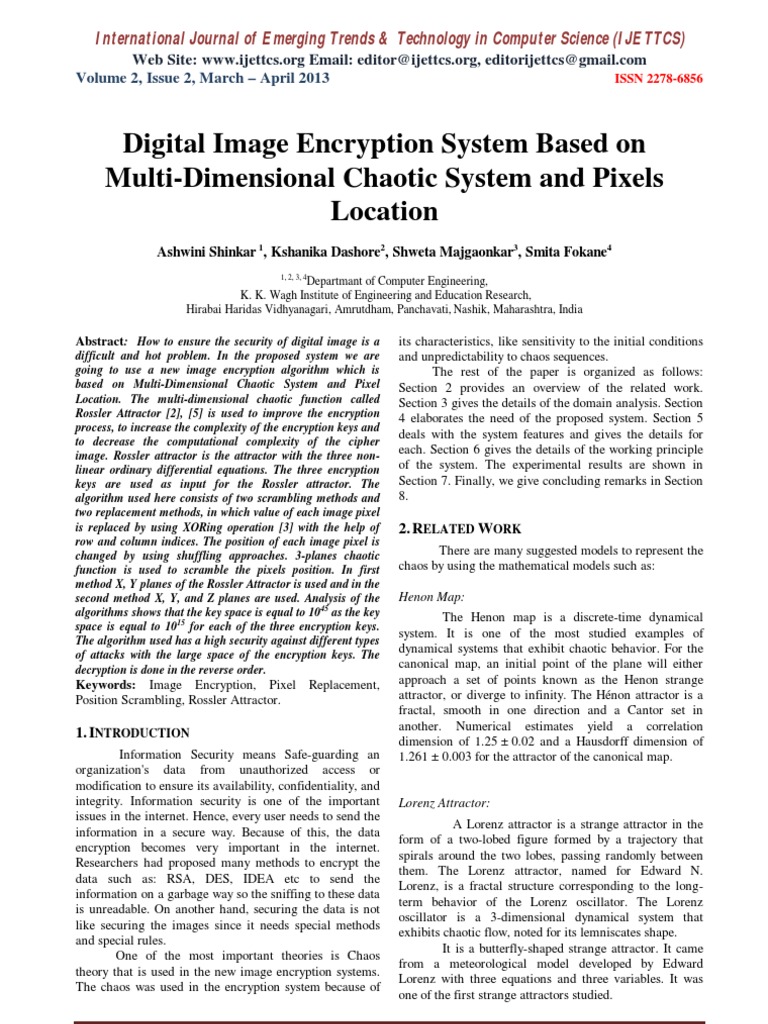 Digital Image Encryption System Based On Multi-Dimensional Chaotic System and Pixels Location ...