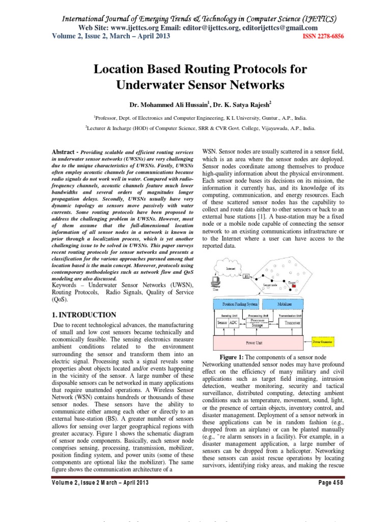 Location Based Routing Protocols For Underwater Sensor Networks | PDF | Wireless Sensor Network ...