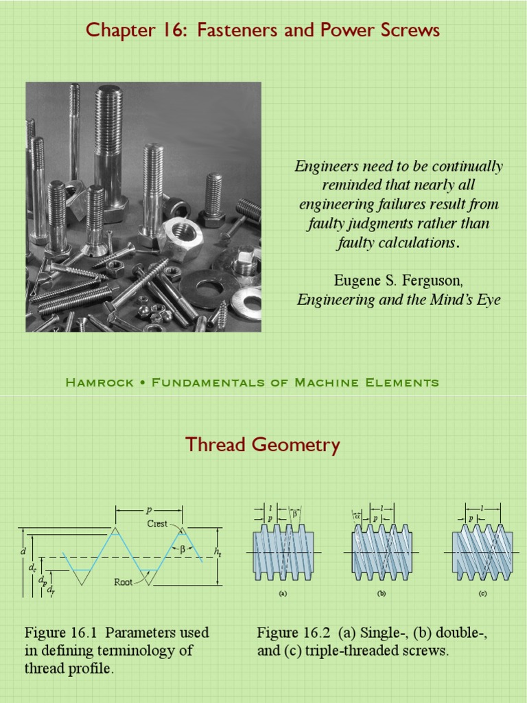 Chapter 16: Fasteners and Power Screws | PDF