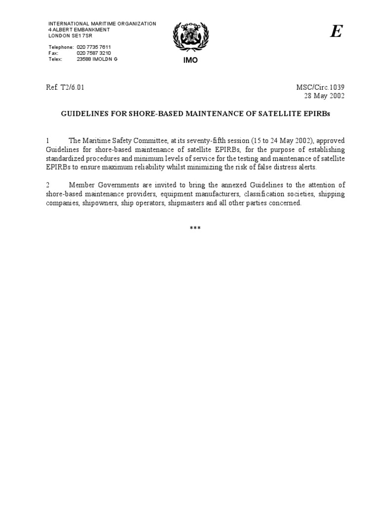 MSC 1039 Shore Based Maintenance | PDF | Transmitter | Wireless