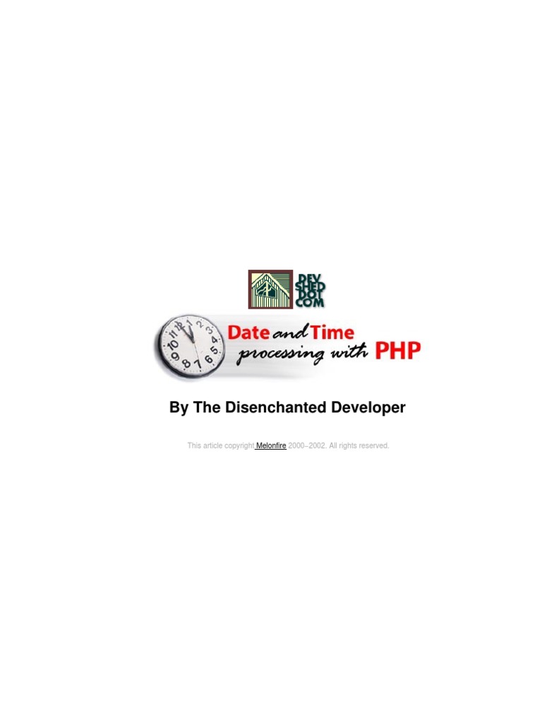 Developer Shed Network Server Side Php Date Time Processing With Php Pdf Php