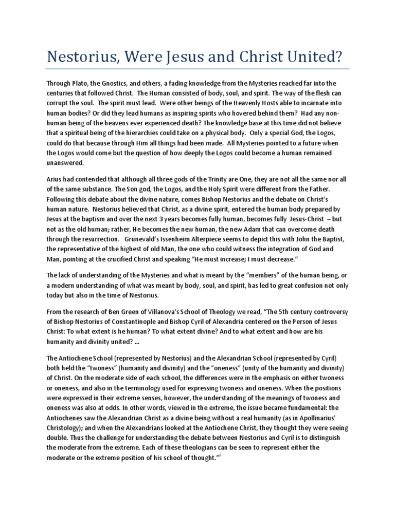 Nestorius, Were Jesus and Christ United? | PDF | Jesus | Ancient ...
