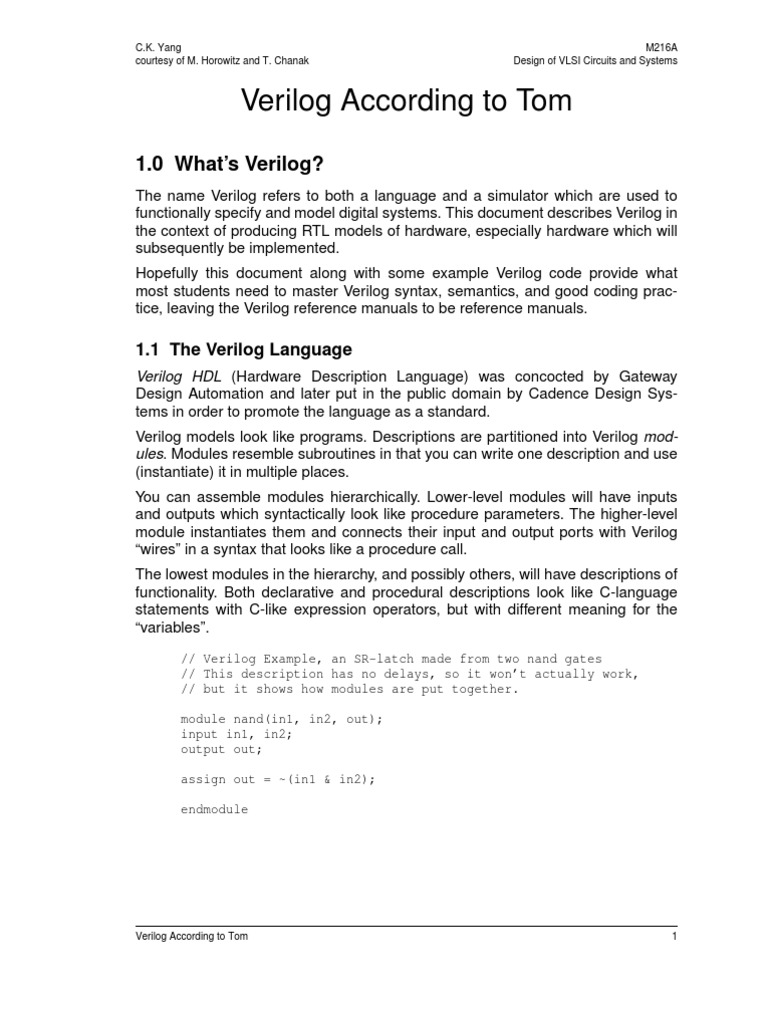 Verilog According To Tom | PDF