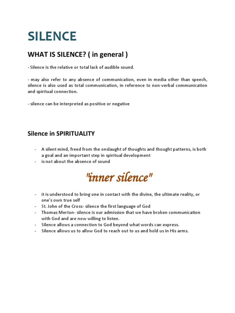 Importance of SILENCE | PDF | Silence | Spirituality
