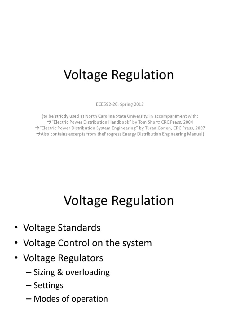 Voltage Regulation | Electric Power Distribution | Voltage
