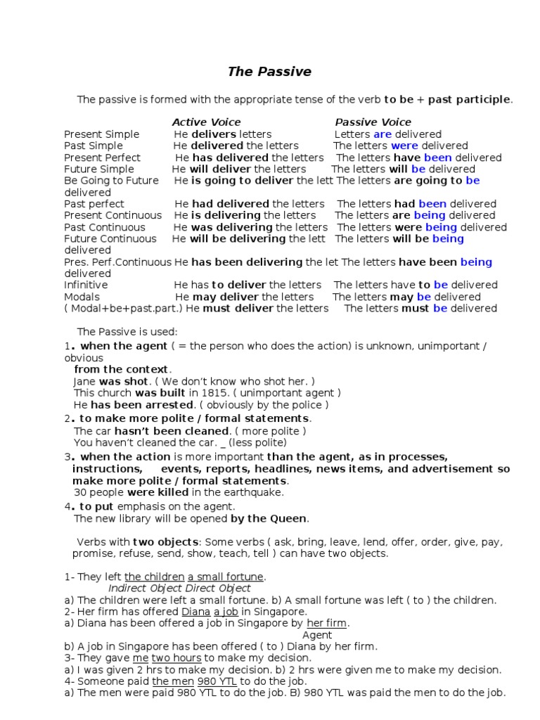 Passive Voice Grammar Guide | PDF | Coca Cola | Perfect (Grammar)