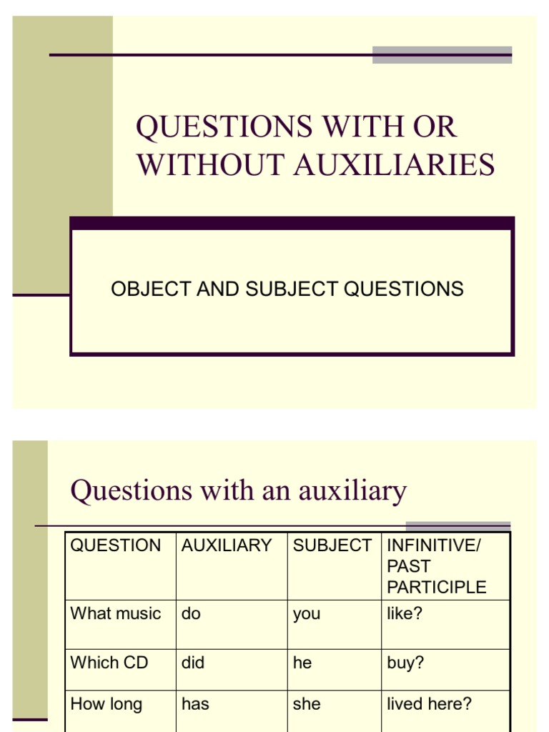 QUESTIONS WITH OR WITHOUT AUXILIARIES EXPLAINED | PDF