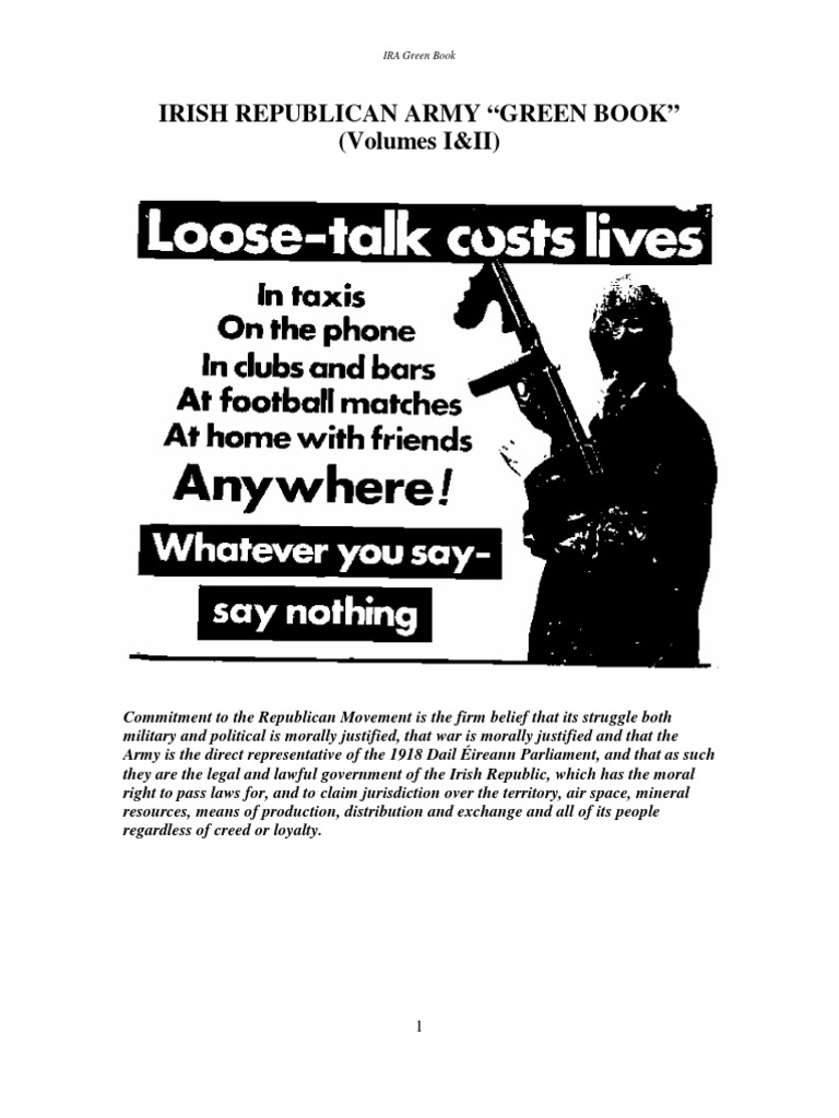 IRA Green Book | Provisional Irish Republican Army | Irish Republicanism