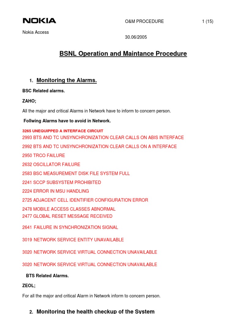 BSS O&m | PDF | Synchronization | Central Processing Unit