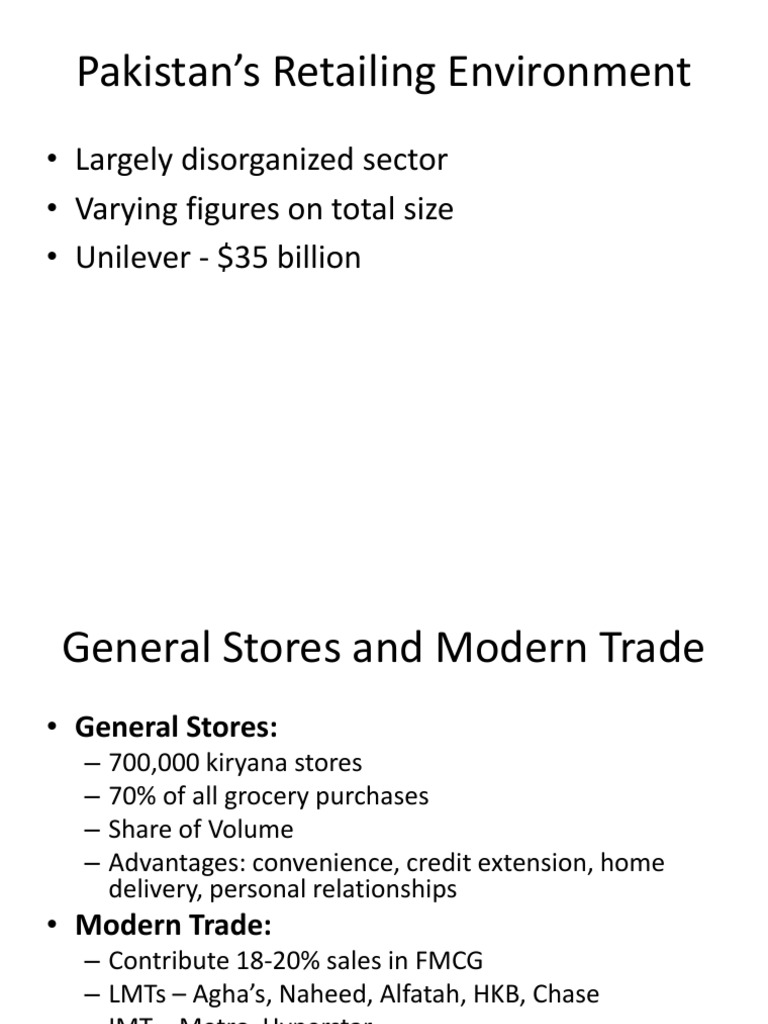 Retailing Sector of Pakistan - Wholesale, General, Modern Trade | PDF ...