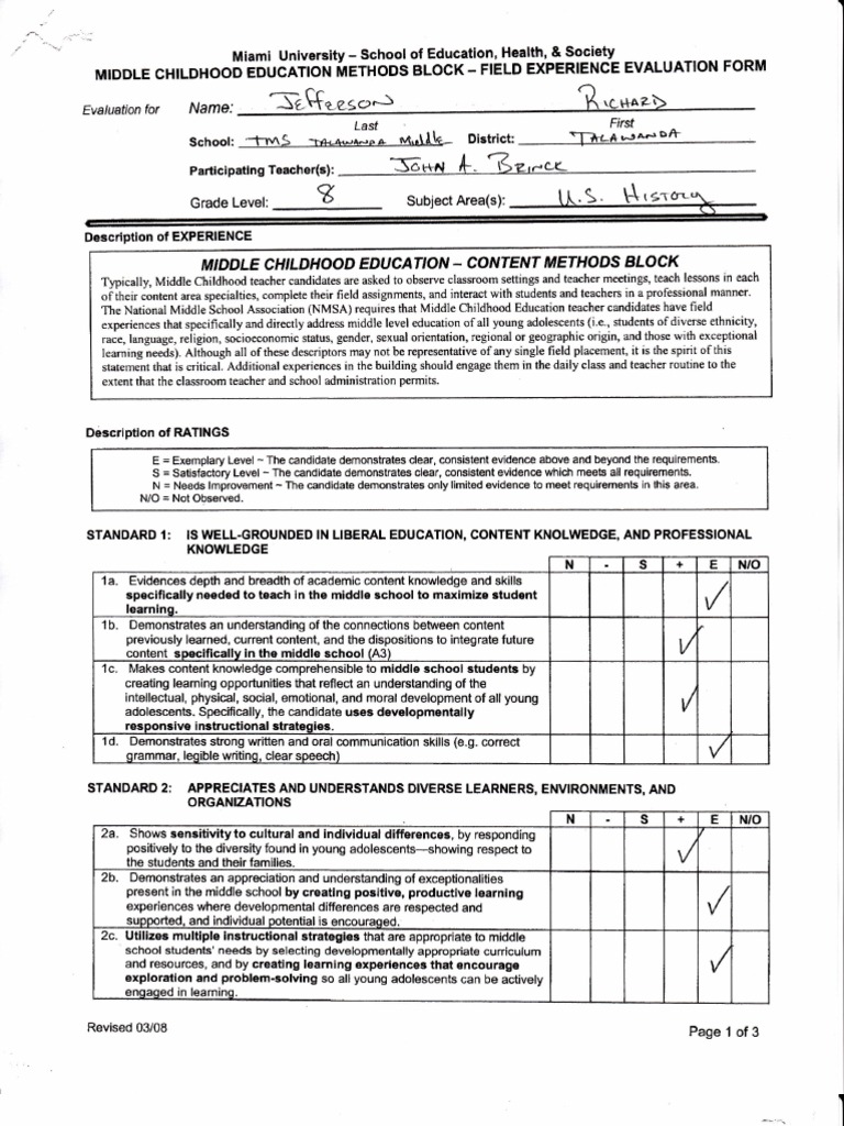 RGJefferson - Methods Evaluation Mr. John Brinck | PDF | Teachers ...