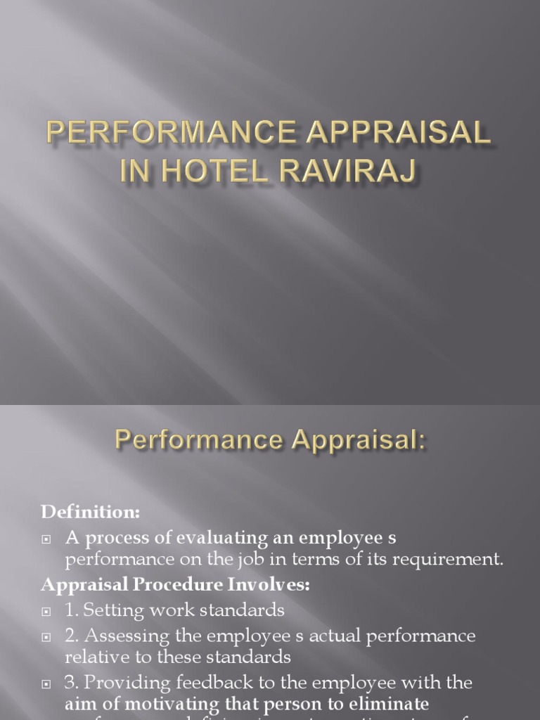 Employee Performance Appraisal Guide | PDF | Performance Appraisal | Hotel