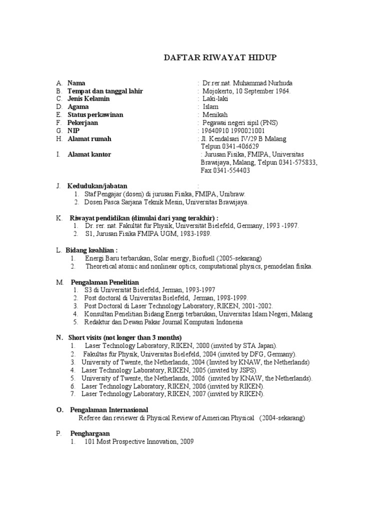 Dr. Nurhuda-CV | PDF | Denyut Ultrashort | Optik Nonlinier