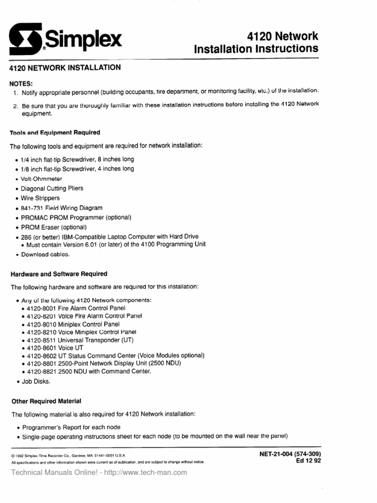 4120 Network Installation Instructions | PDF | Computer Network ...