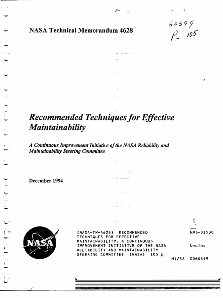 NASA-TM-4628 - Recommended Techniques For Effective Maintainability ...