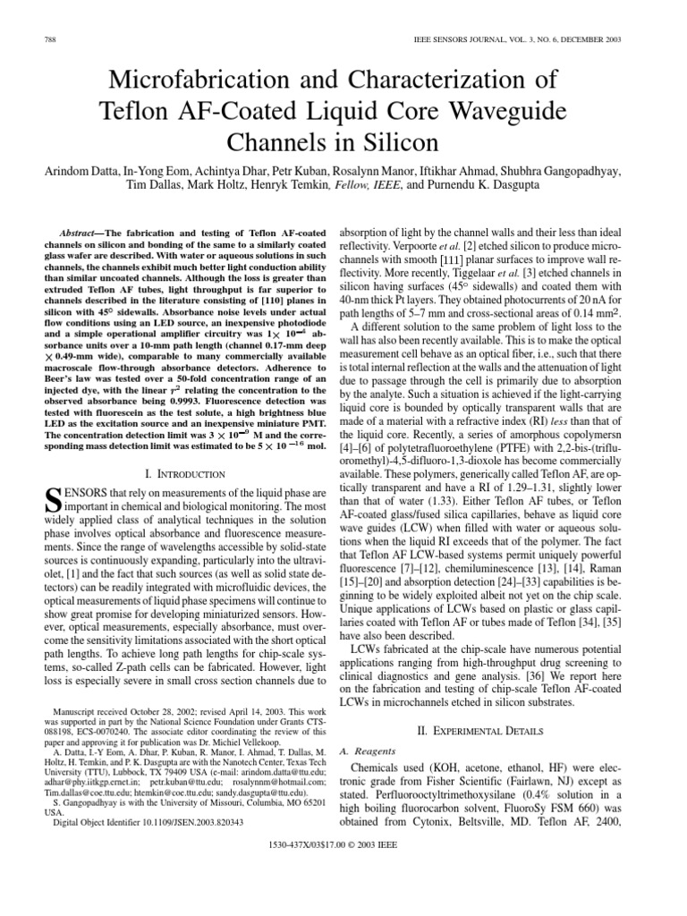 Coating Teflon On Silic-Glass | PDF | Light Emitting Diode | Optical Fiber